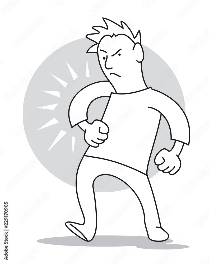 Angry Man with Clenched Fists. Cartoon vector illustration Stock Vector ...
