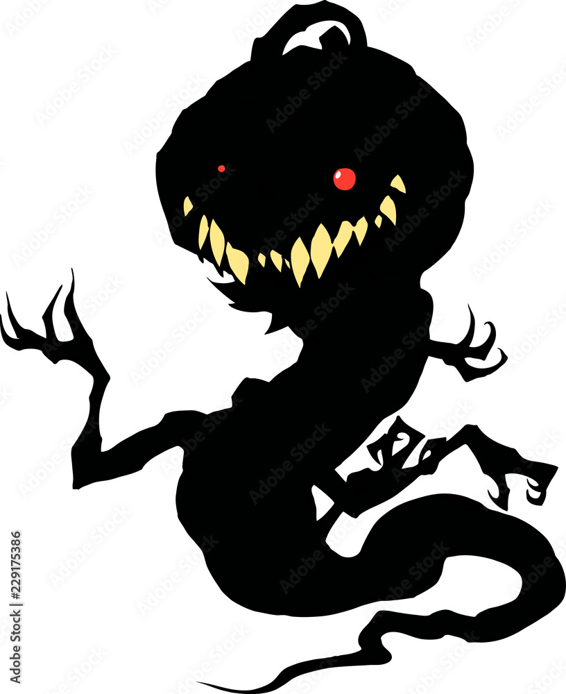 Cartoon halloween illustration of a funny monster. Bogy with sharp ...