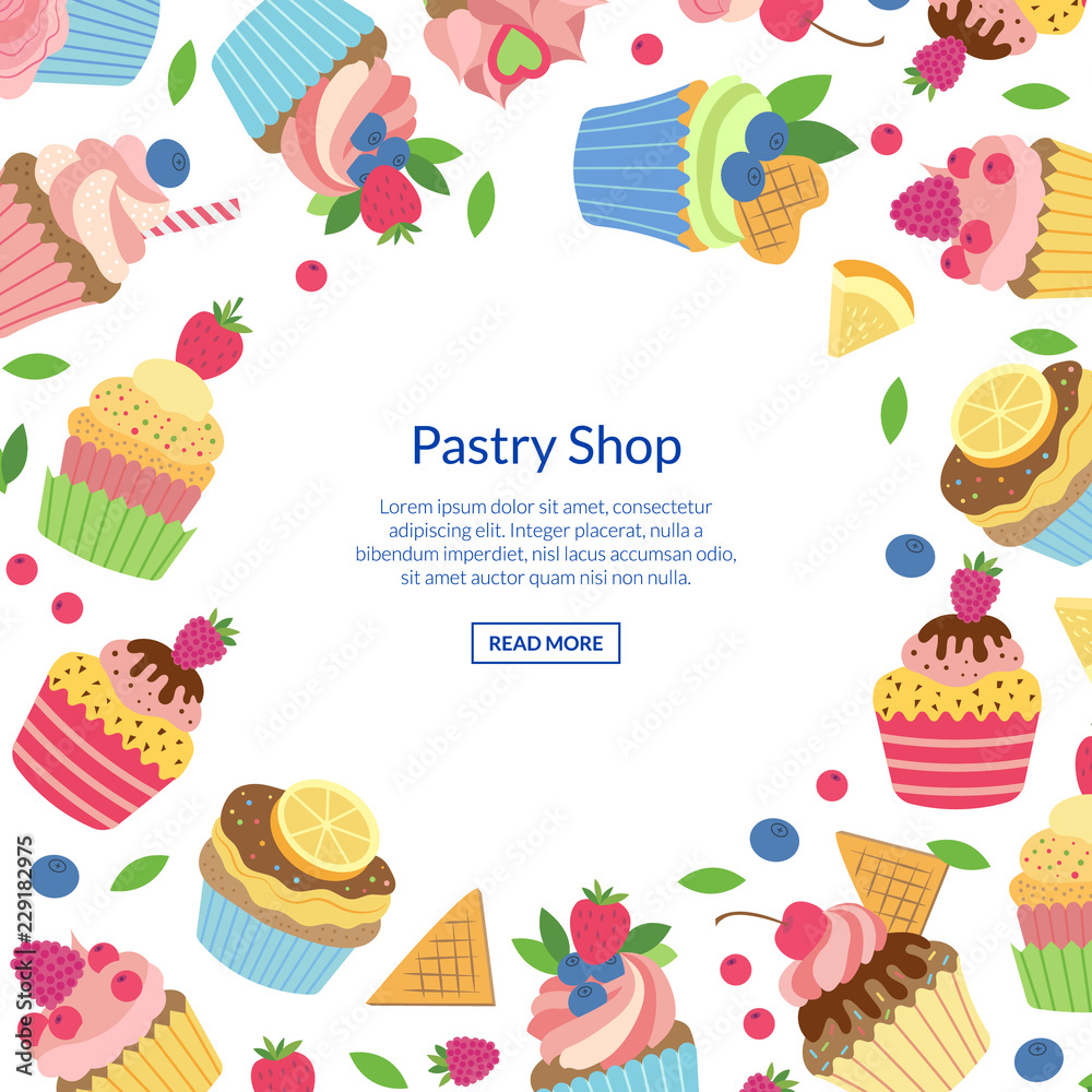 Cute Animated Cupcakes Wallpaper