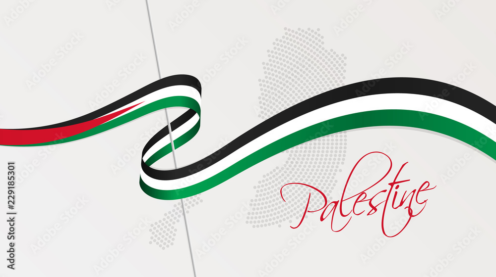 Wavy national flag and radial dotted halftone map of Palestine Stock ...