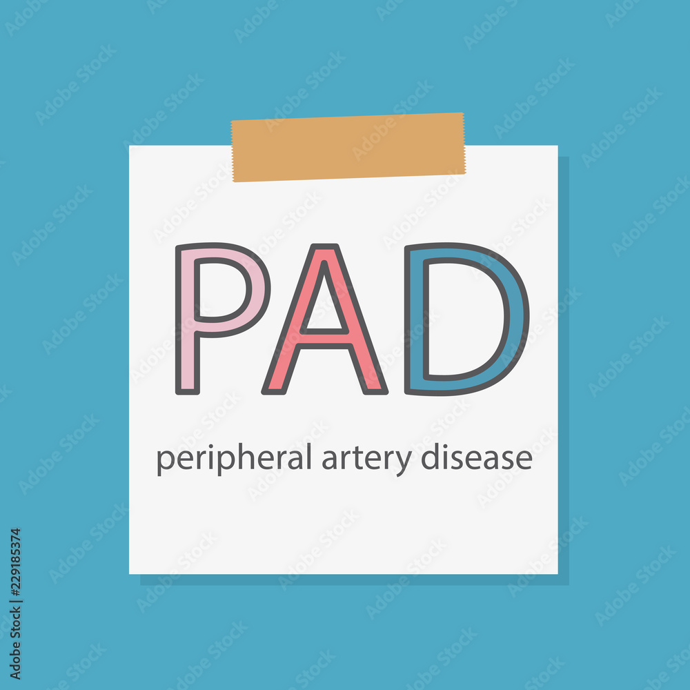 PAD Peripheral artery disease written in a notebook paper- vector ...