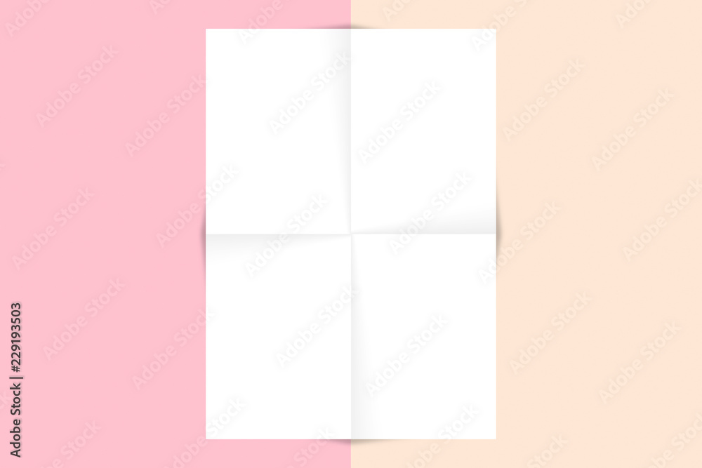Blank A4 paper template on two color paper with orange and pink of ...