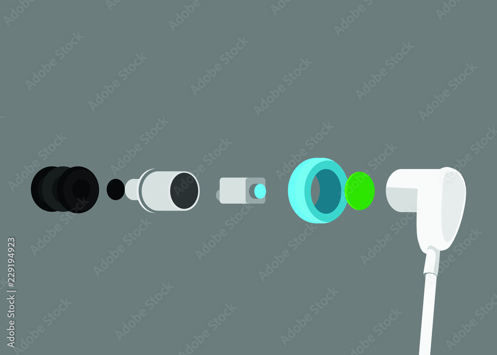 Exploded view of earbuds Stock Vector | Adobe Stock