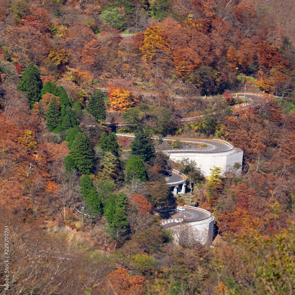 Irohazaka Winding Road in Nikko, Japan Autumn season. Stock Photo ...
