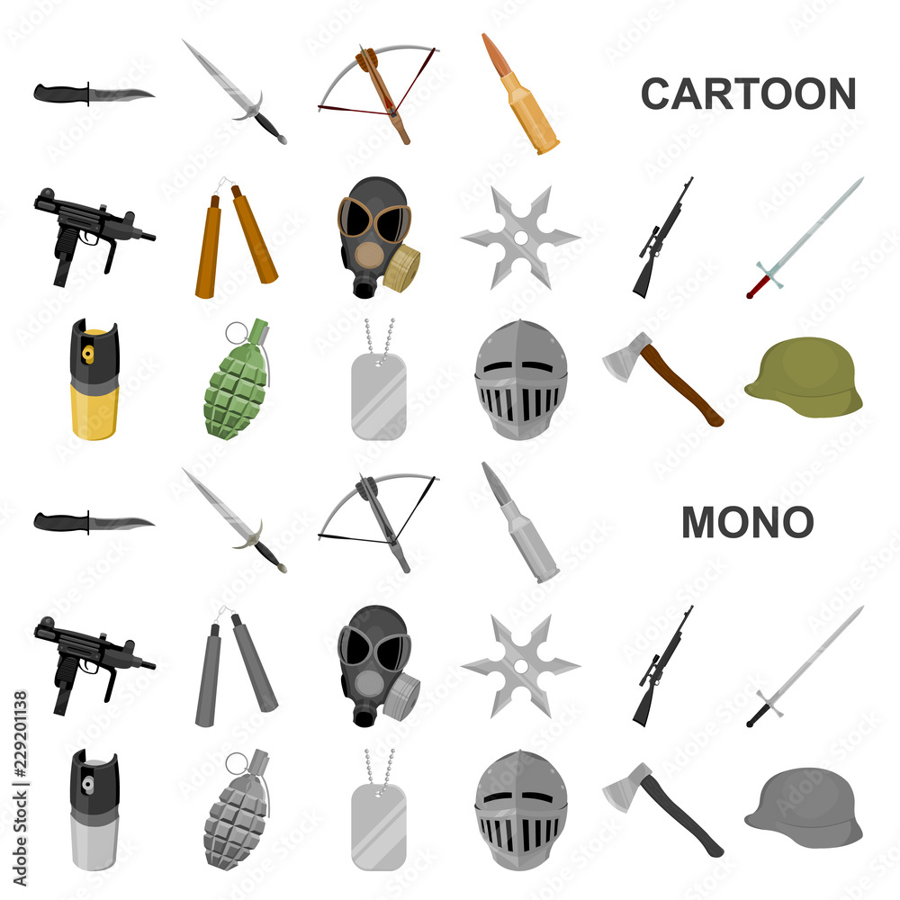 types-of-weapons-cartoon-icons-in-set-collection-for-design-firearms