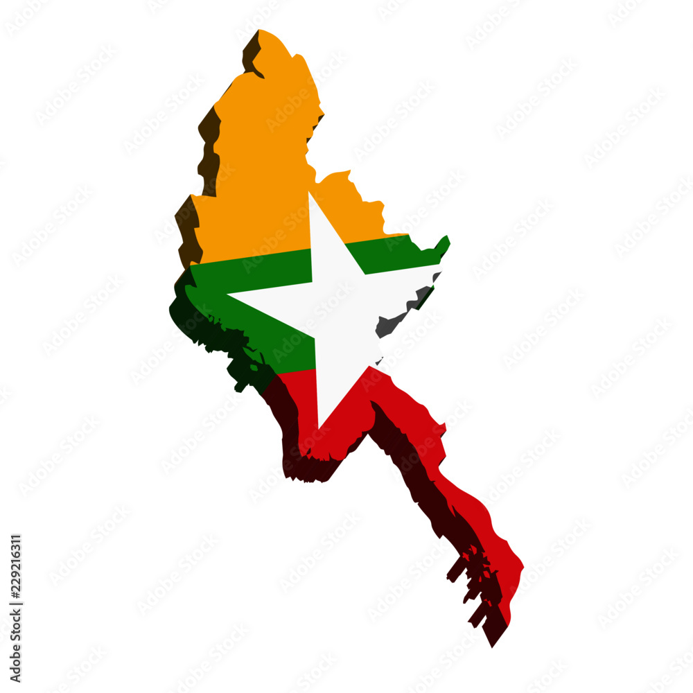 3D Vector. Map of Myanmar Stock Vector | Adobe Stock