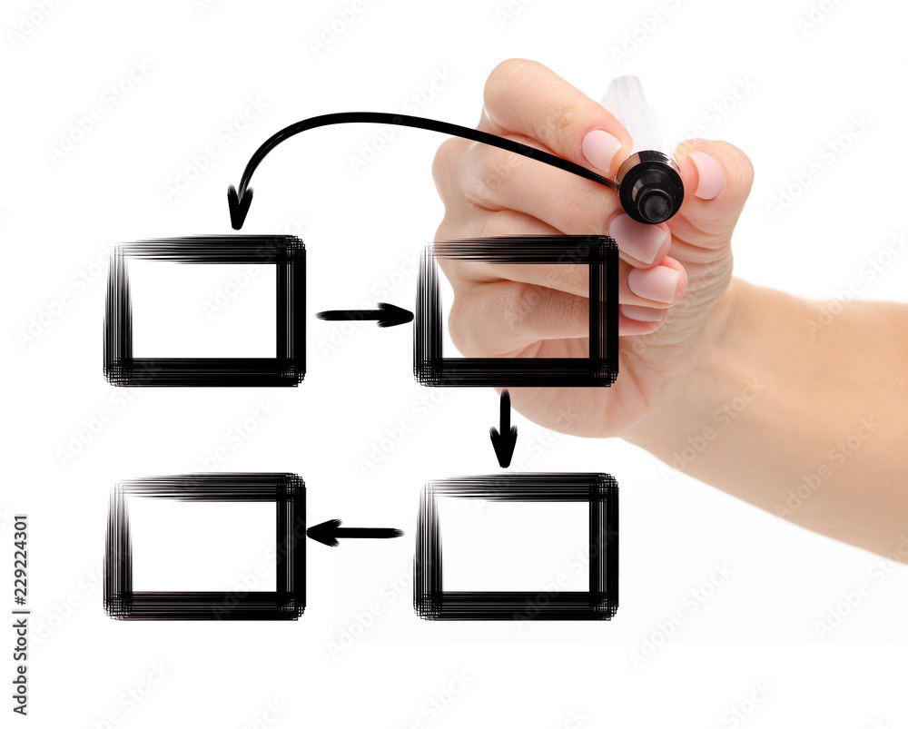 Hand drawing diagram scheme isolated on white background Stock Photo ...