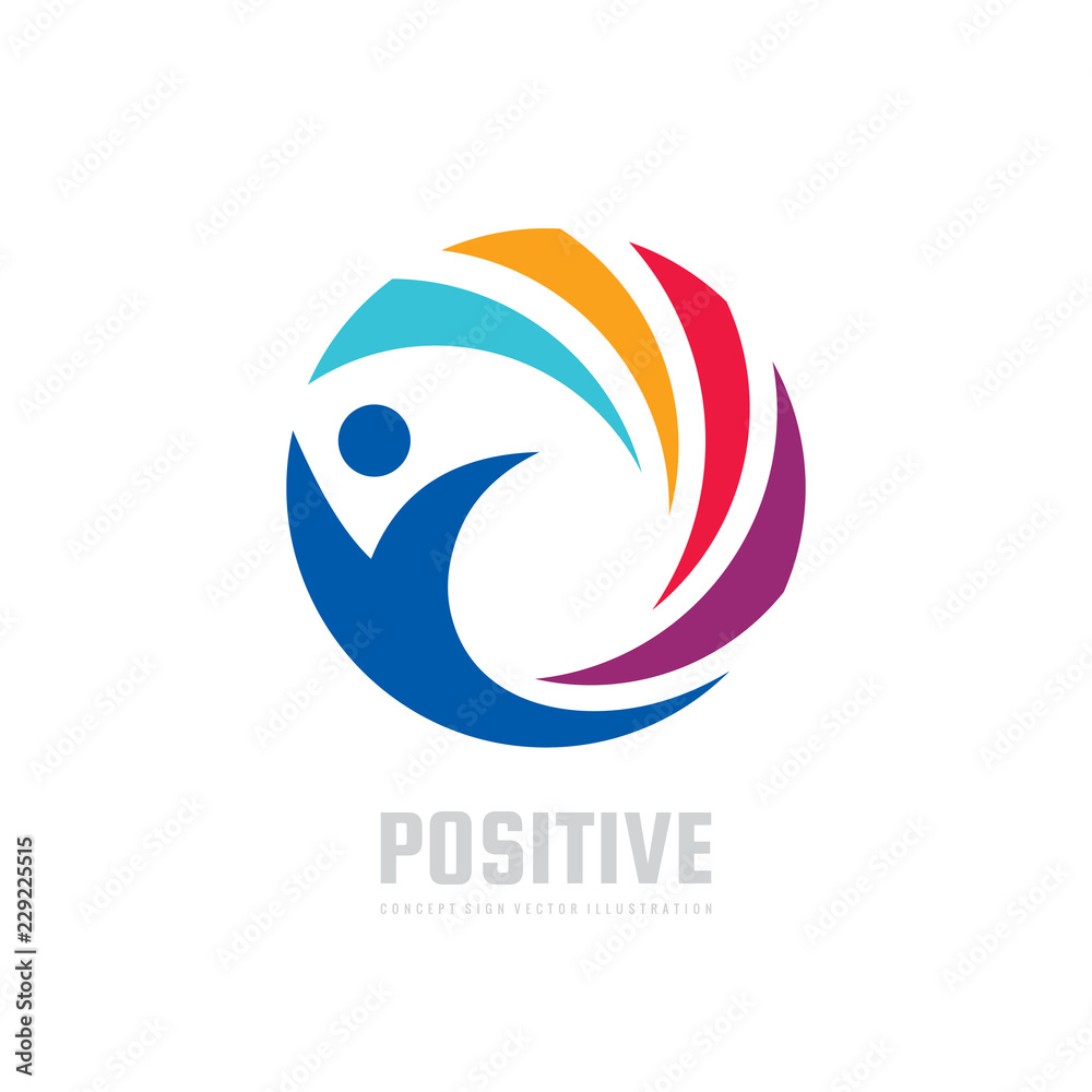 Positive - vector logo template concept illustration. Abstract human ...