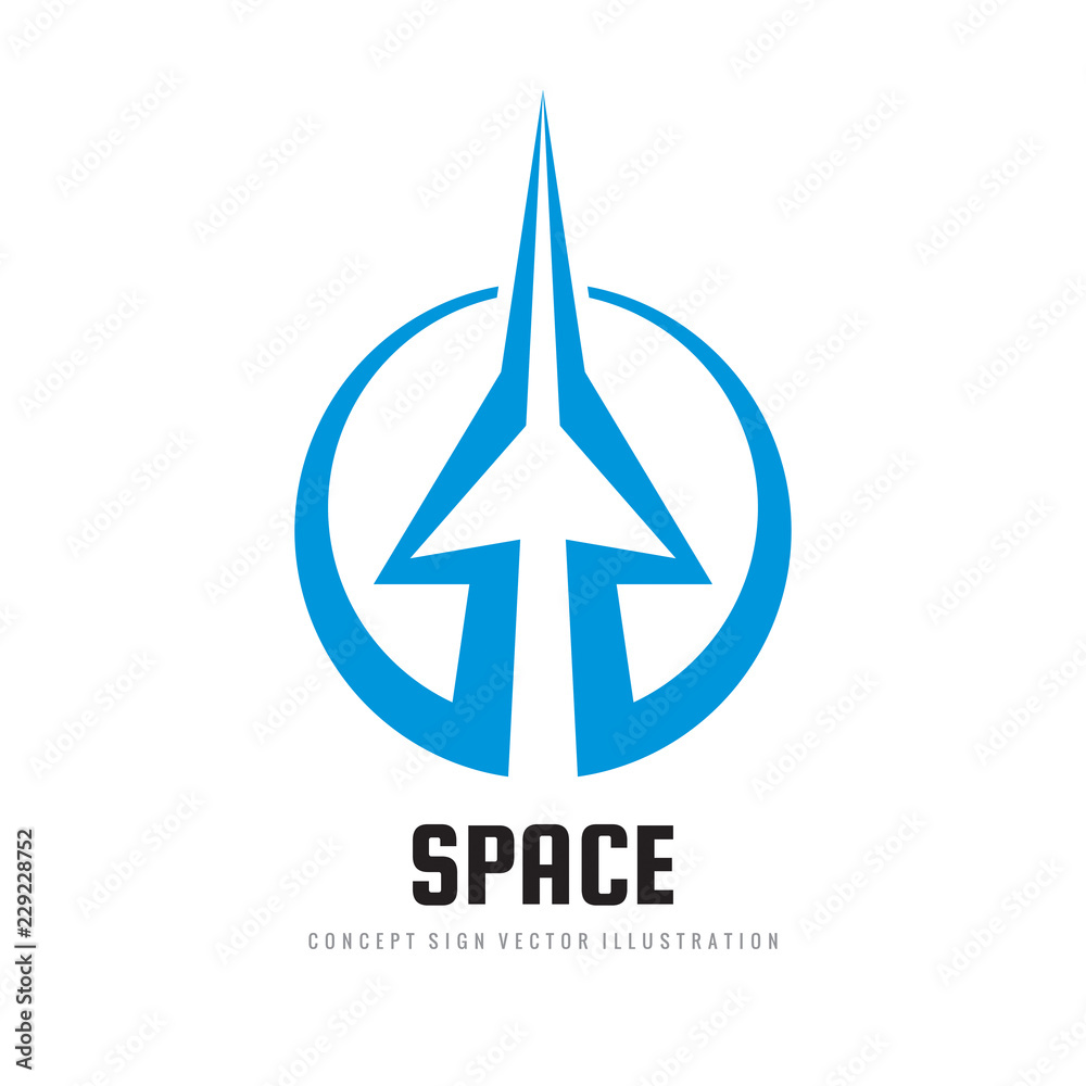 Space - concept logo template vector illustration. Abstract rocket ...