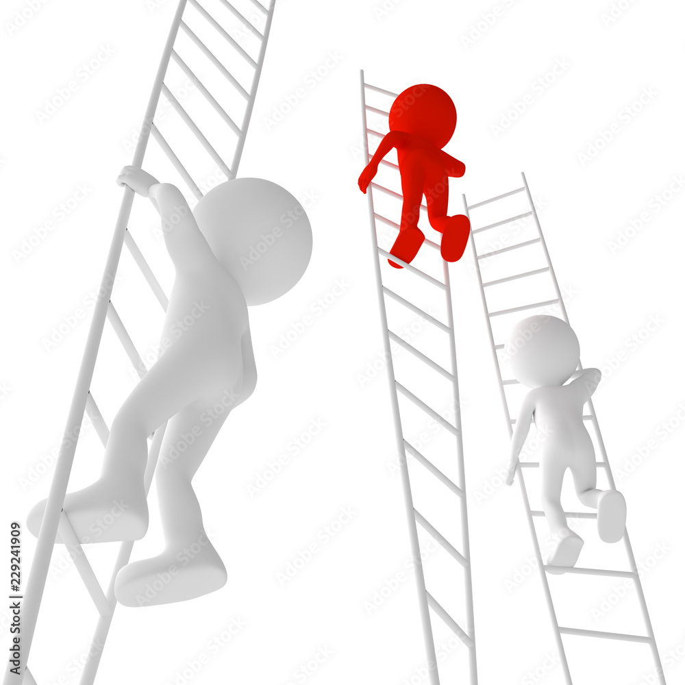Stick Figure people climbing ladders Stock Illustration | Adobe Stock