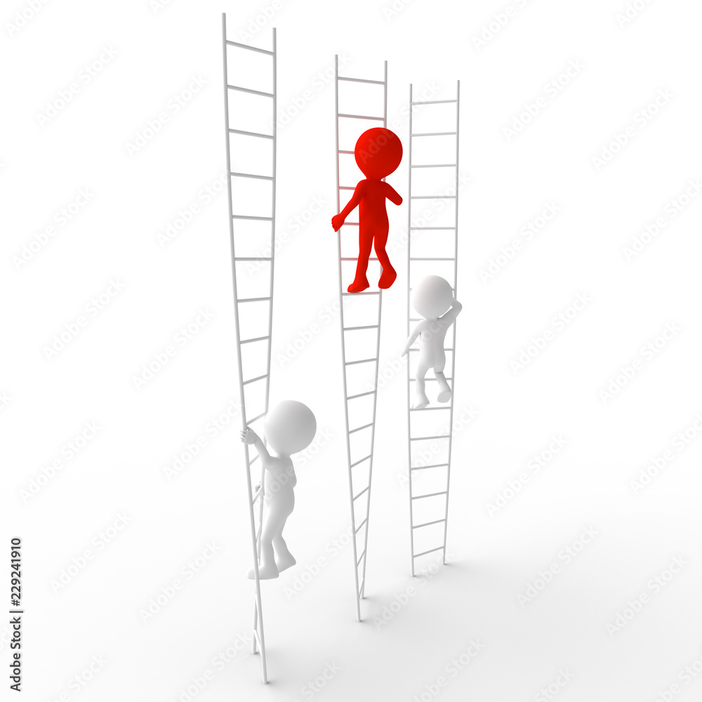 Stick Figure people climbing ladders Stock Illustration | Adobe Stock