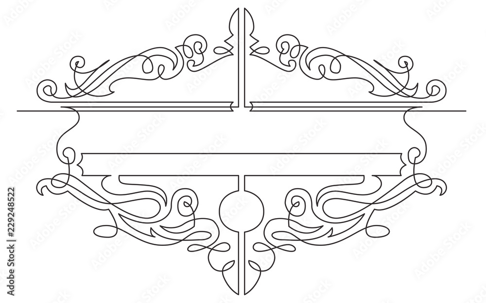 continuous line drawing of symmetrical vignette banner design Stock ...