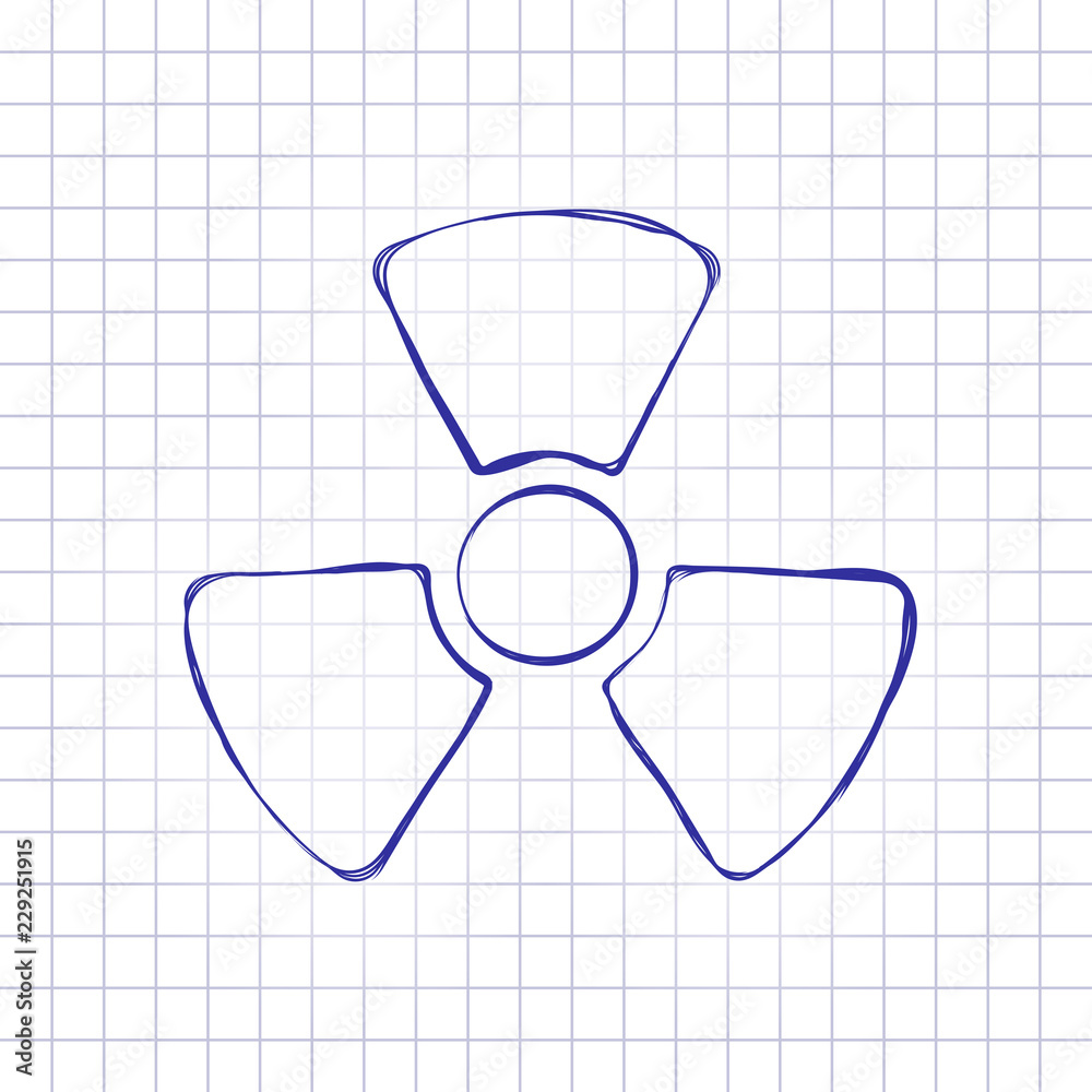 Radiation simple symbol. Radioactivity icon. Hand drawn picture on ...