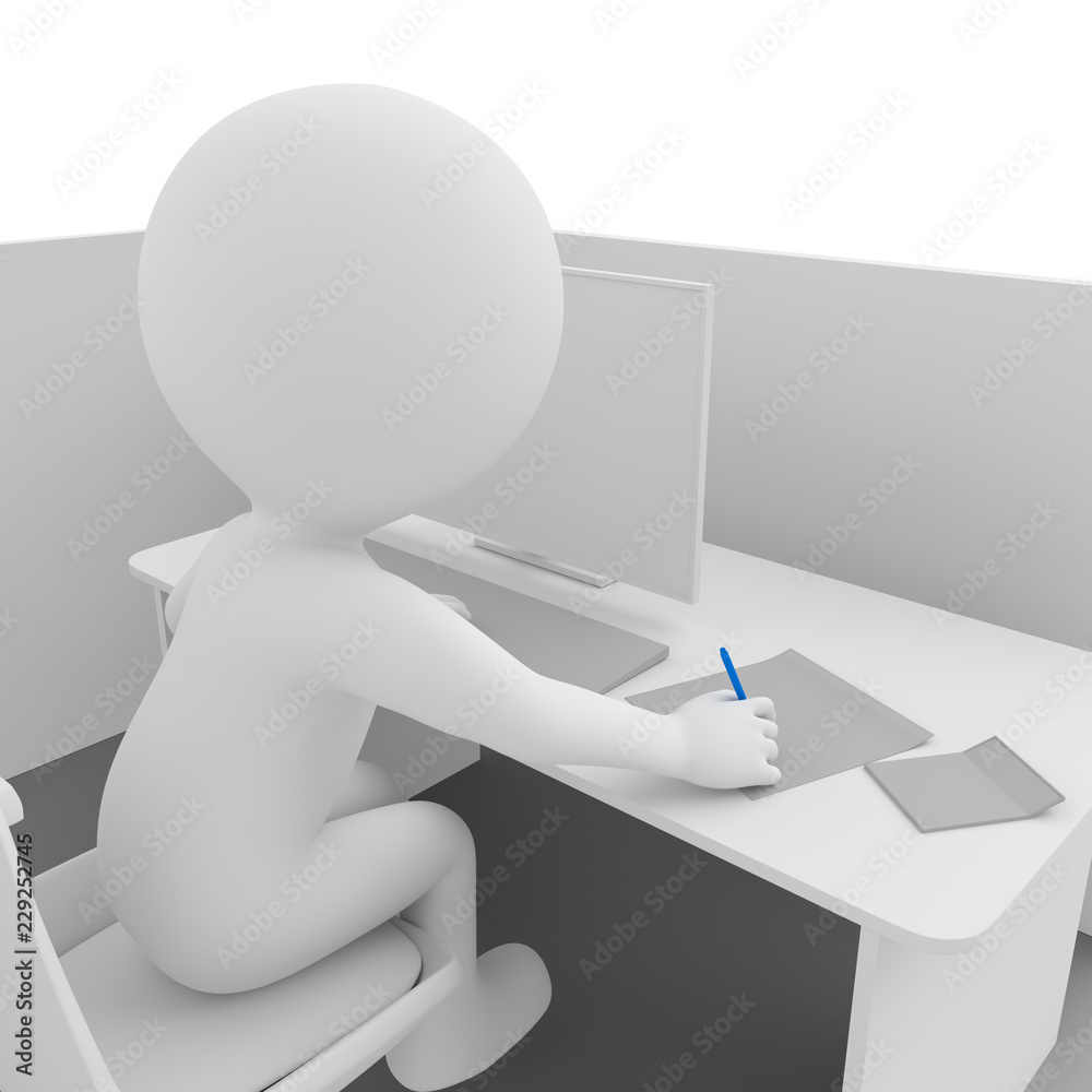 Stick figure workers in the office cubicles Stock-Illustration | Adobe ...