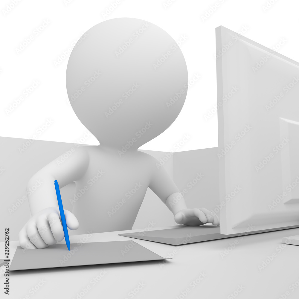 Stick figure workers in the office cubicles Stock Illustration | Adobe ...