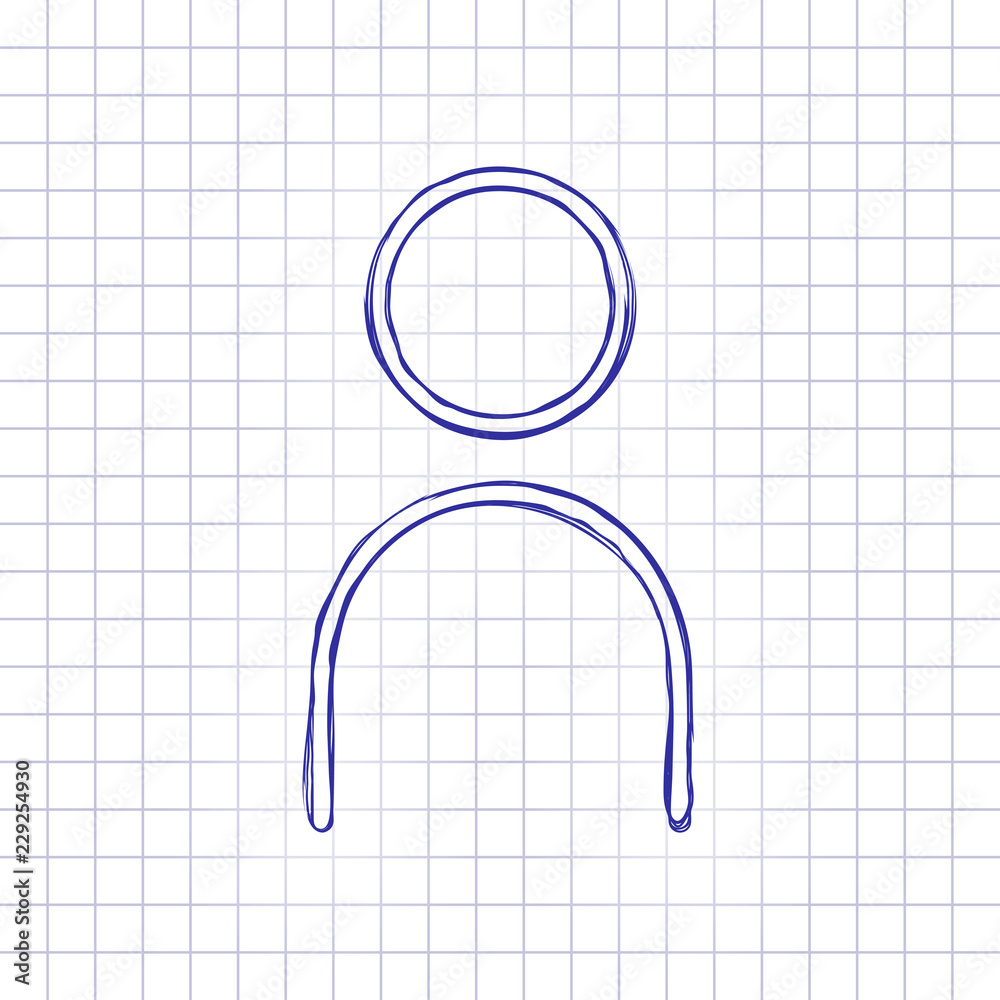 Simple person icon. Linear symbol, thin outline. Hand drawn pict Stock ...