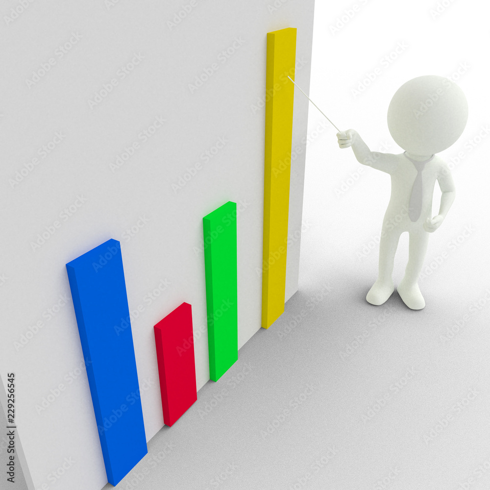 Business Stick Figure Showing a Bar Chart Stock Illustration | Adobe Stock