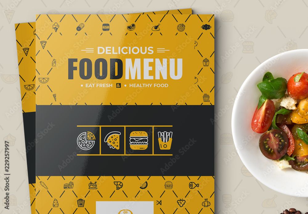 Yellow Food Menu Layout Stock Template | Adobe Stock