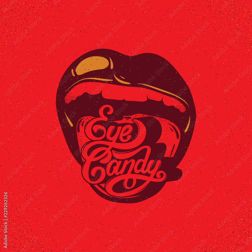 Eye-candy. Vector handwritten lettering. Hand drawn illustration of ...