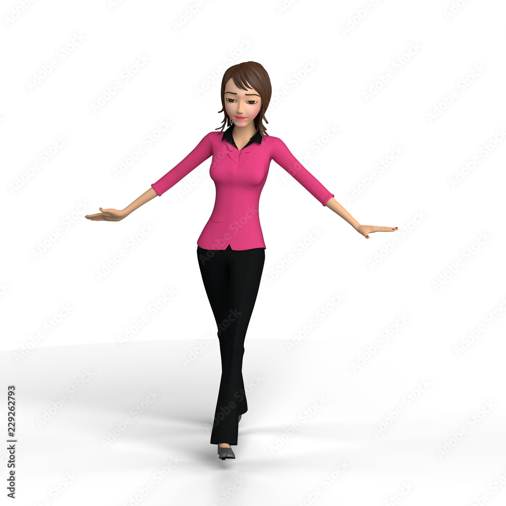 Female characters for presentation and learning poses Stock Photo ...