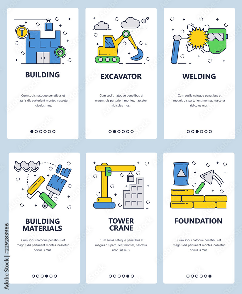 Vector line art web and mobile app template set Stock Vector | Adobe Stock