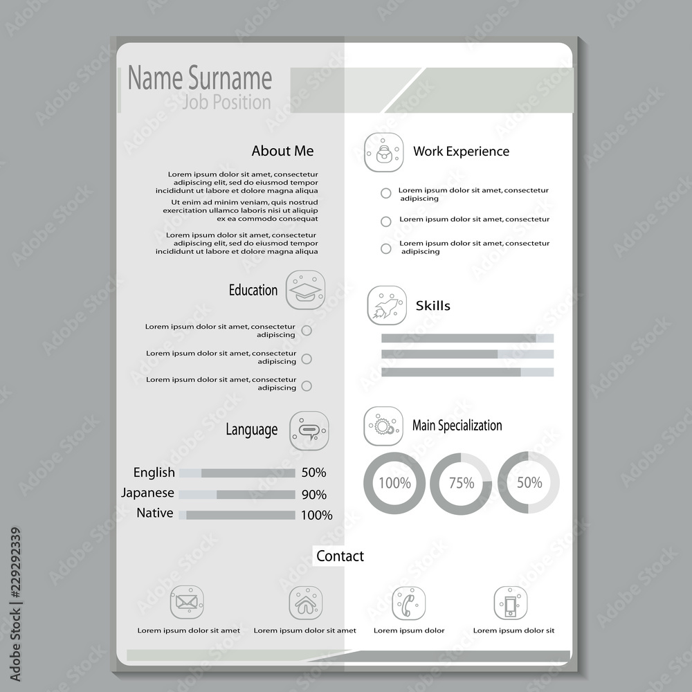 classy cv resume template vector Stock Vector | Adobe Stock