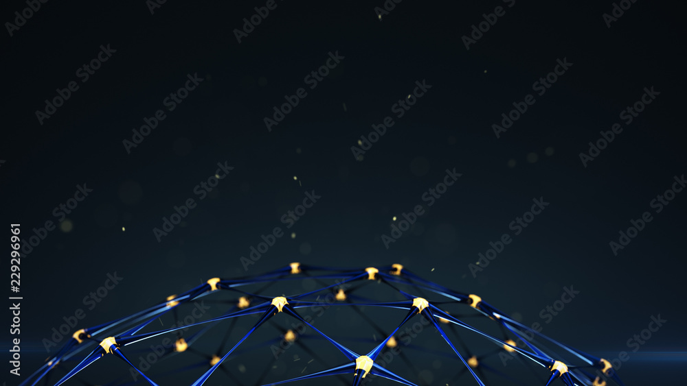 Plexus network structure with glowing nodes 3D rendering Stock Illustration | Adobe Stock