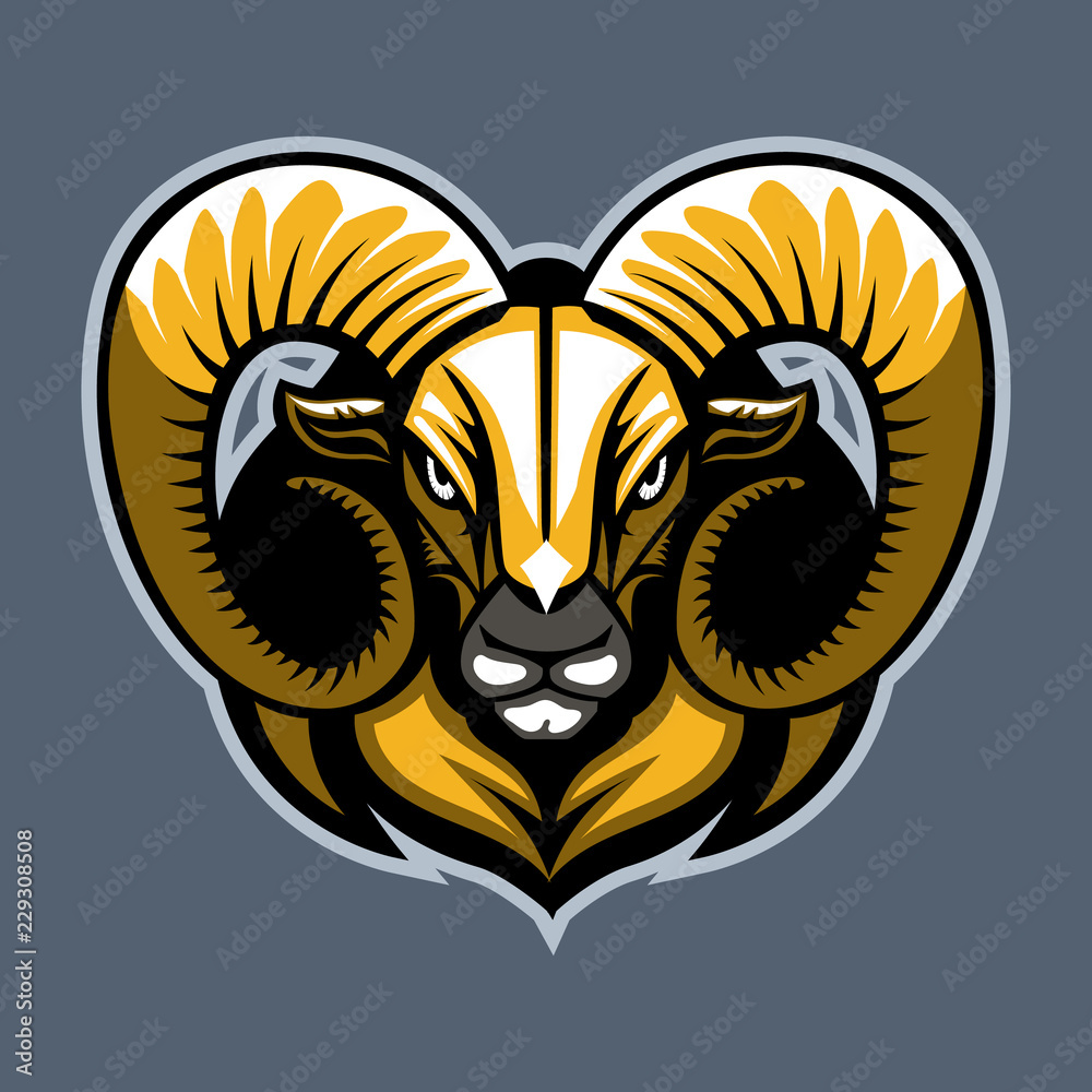 Ram's head. Cartoon style. Stock Vector | Adobe Stock