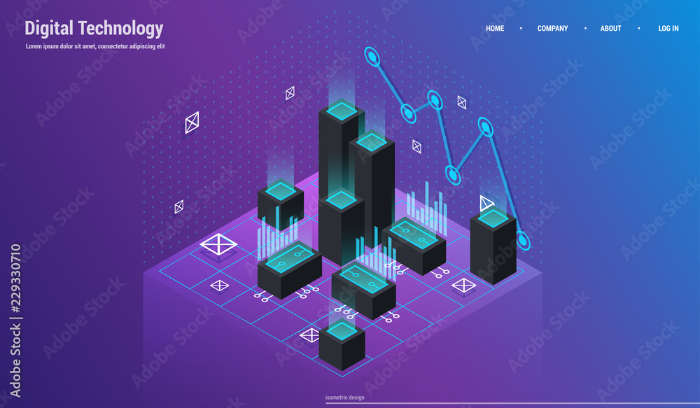 Analysis and Investment. Data visualization concept. 3d isometric ...