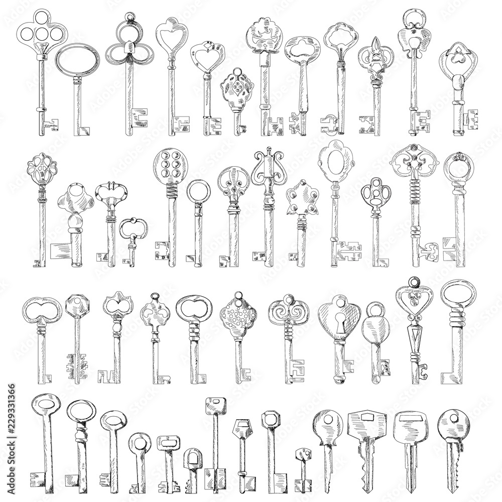Old Key Line Drawing