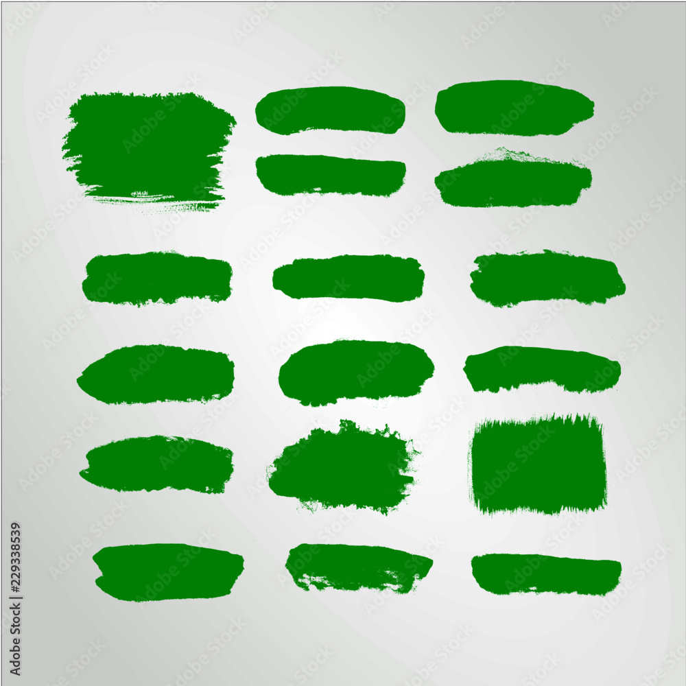 Vector green ink paint brush stroke set Hand drawn grunge decorative ...
