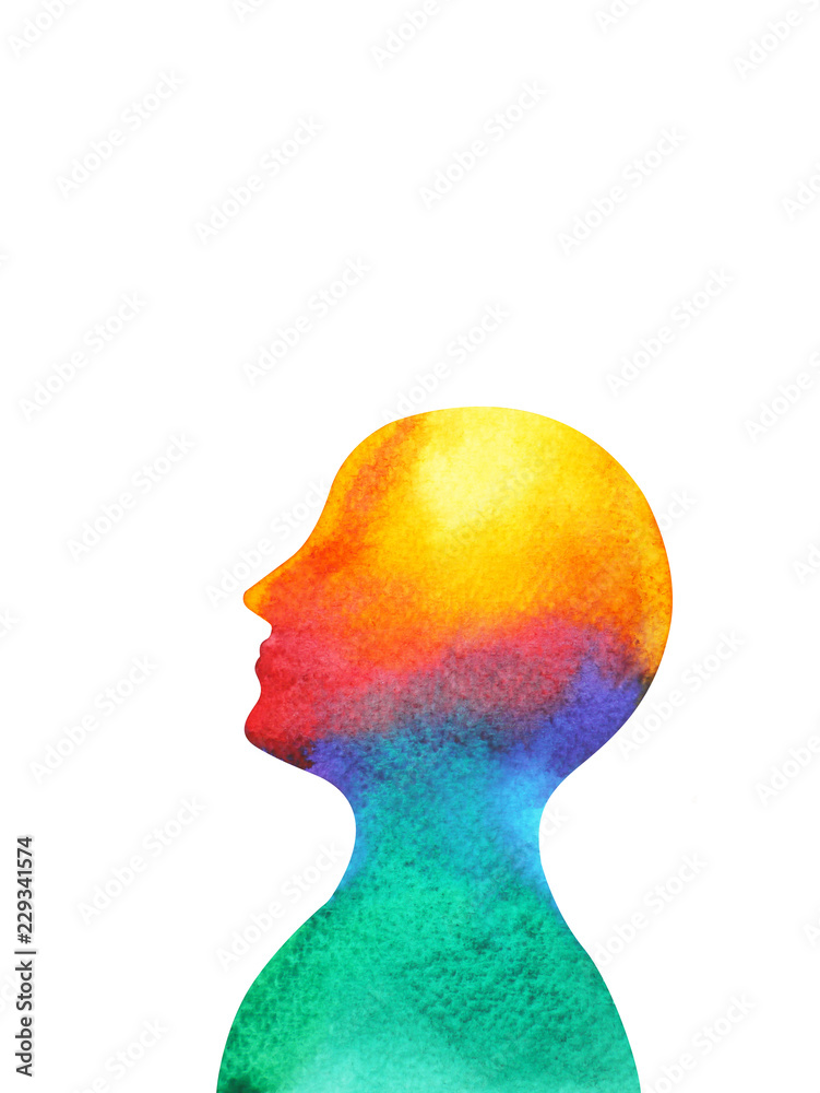 human head mind spirit brain energy power abstract art watercolor ...
