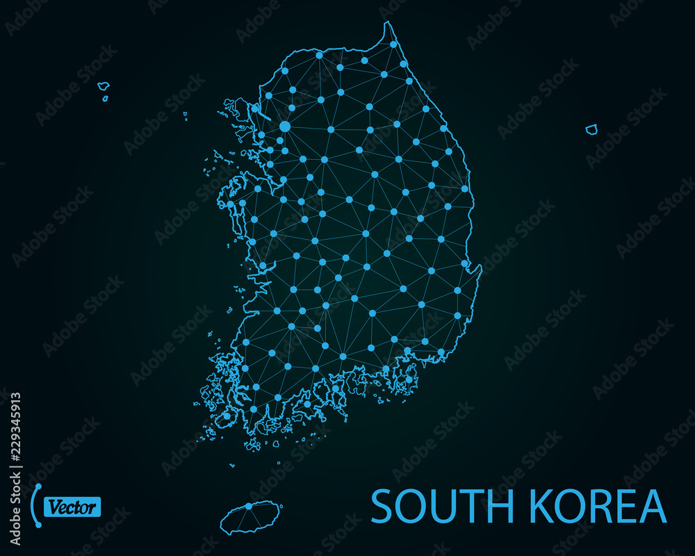 Poster Map of South Korea. Vector illustration. World map – Wall Art ...