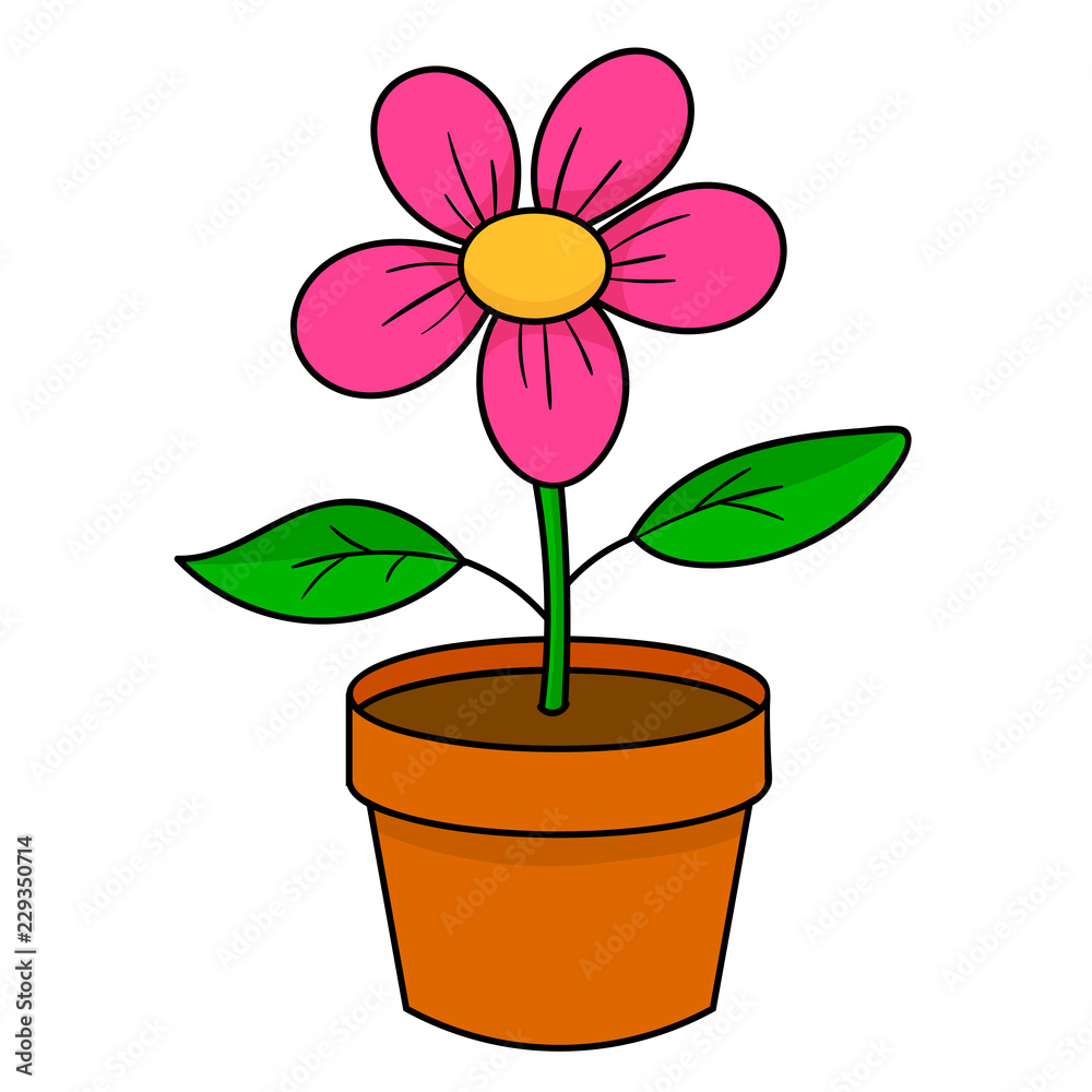 Bright cartoon flower isolated on white background. Vector illustration ...