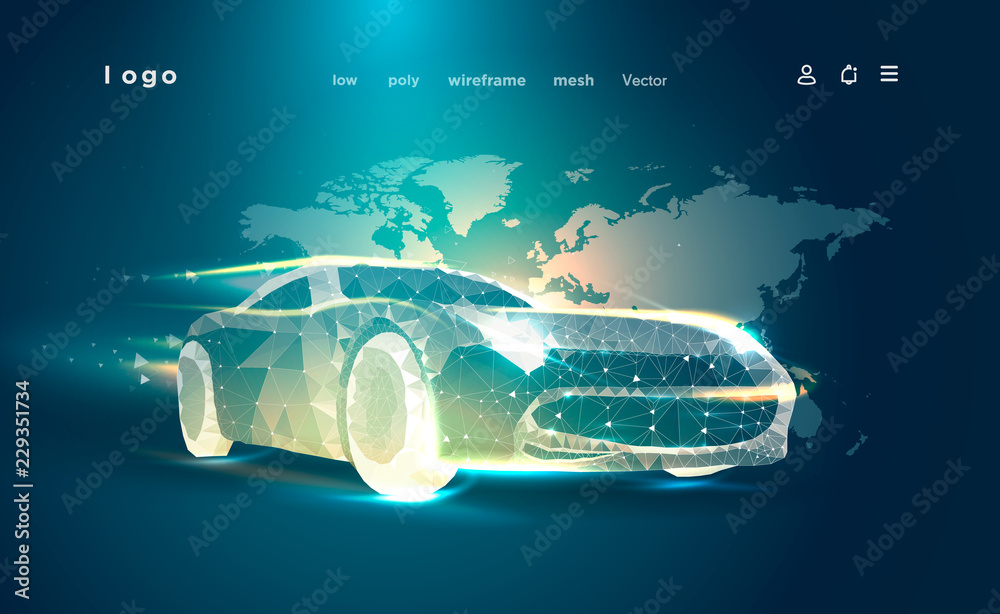 Car triangle low poly art illustration.Automotive industry advertising ...