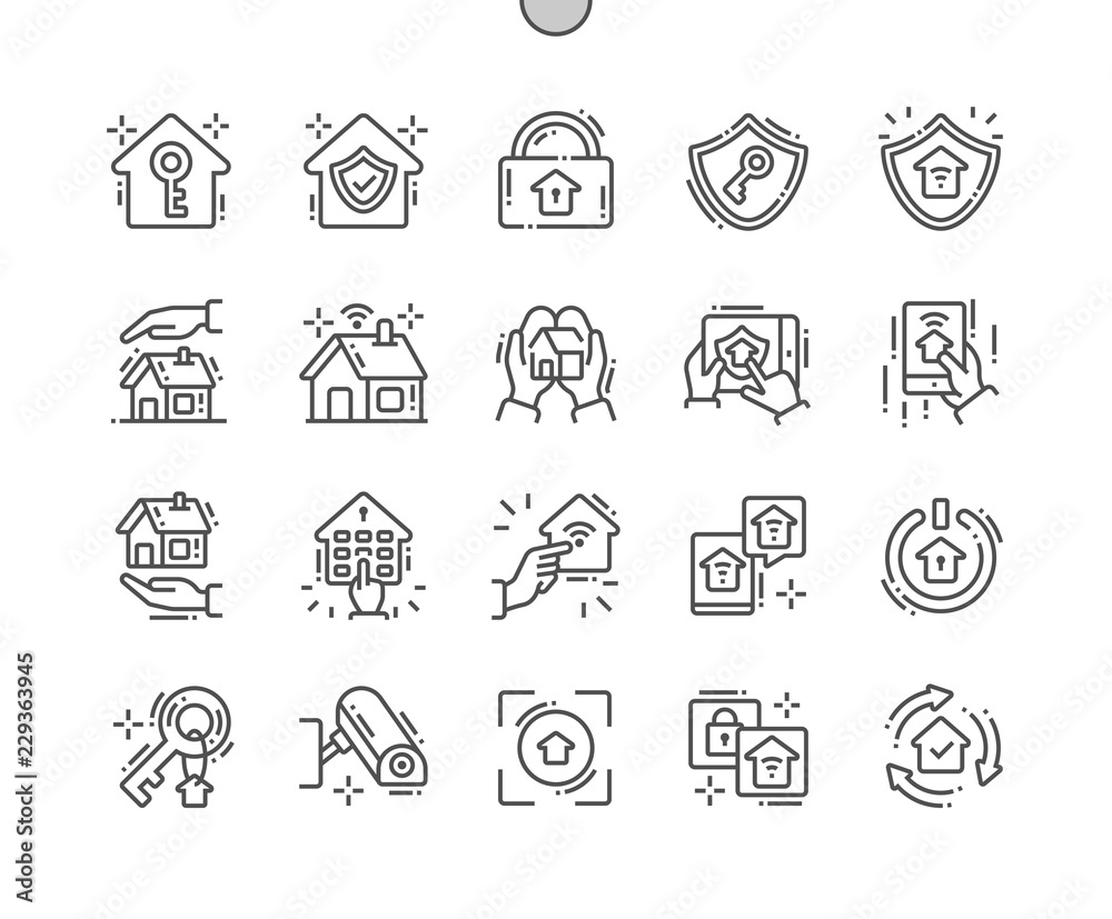 Home Security Well-crafted Pixel Perfect Vector Thin Line Icons 30 2x ...