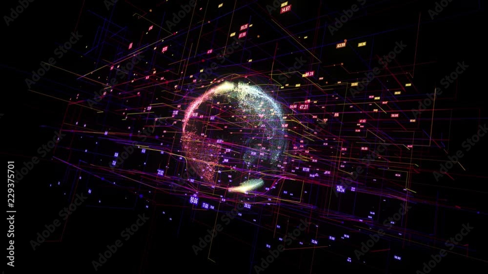 Big data visualization with digital Earth. HUD grid corners motion ...