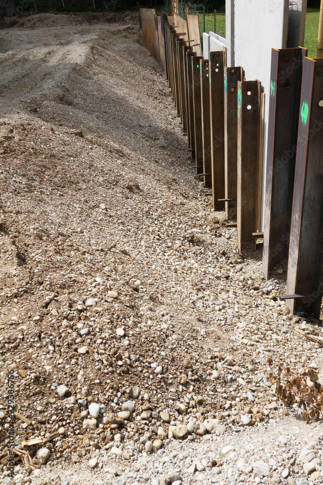 Preparation of the foundation for building a house. sand, soil, piles ...