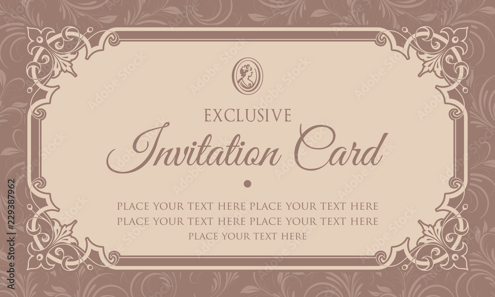 Exclusive invitation card design in vintage style Stock Vector | Adobe ...