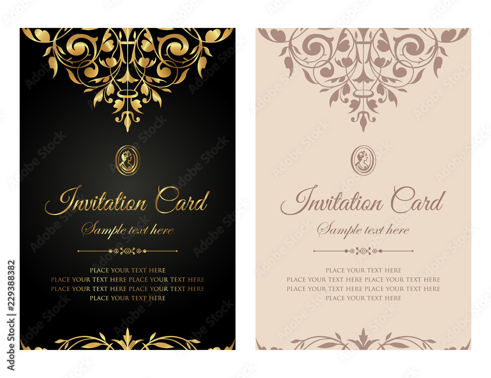 Exclusive invitation card template design in vintage style Stock Vector ...