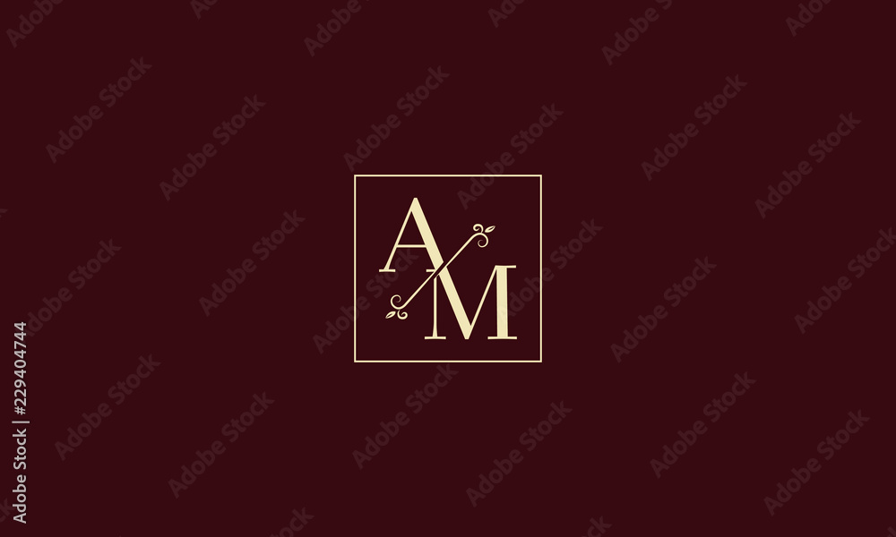 LETTER A AND M MONOGRAM LOGO WITH SQUARE FRAME FOR LOGO DESIGN OR ...