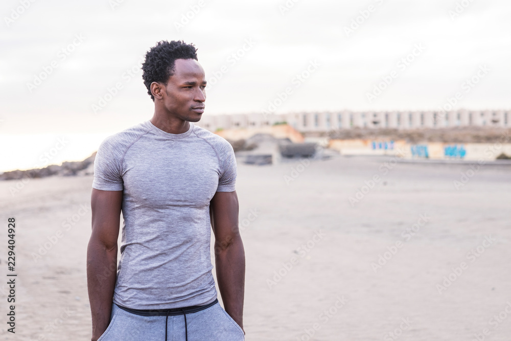 Beautiful muscles body for black race african young man standing ...