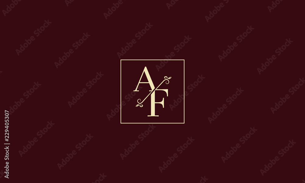 LETTER A AND F MONOGRAM LOGO WITH SQUARE FRAME FOR LOGO DESIGN OR ...