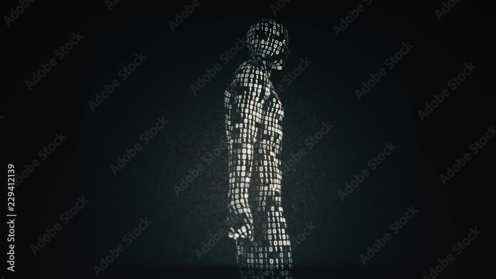 Abstract background with animation walking, running or standing human ...