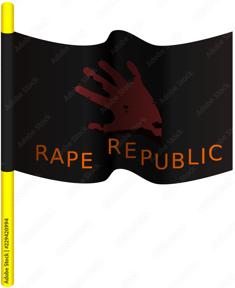 Rape nation republic flag with text and victim hand pole vector ...