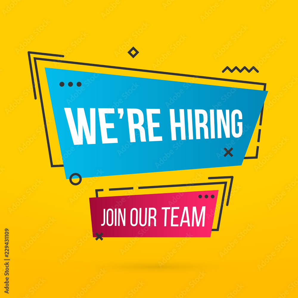 Creative vector illustration of we are hiring - join our team text ...