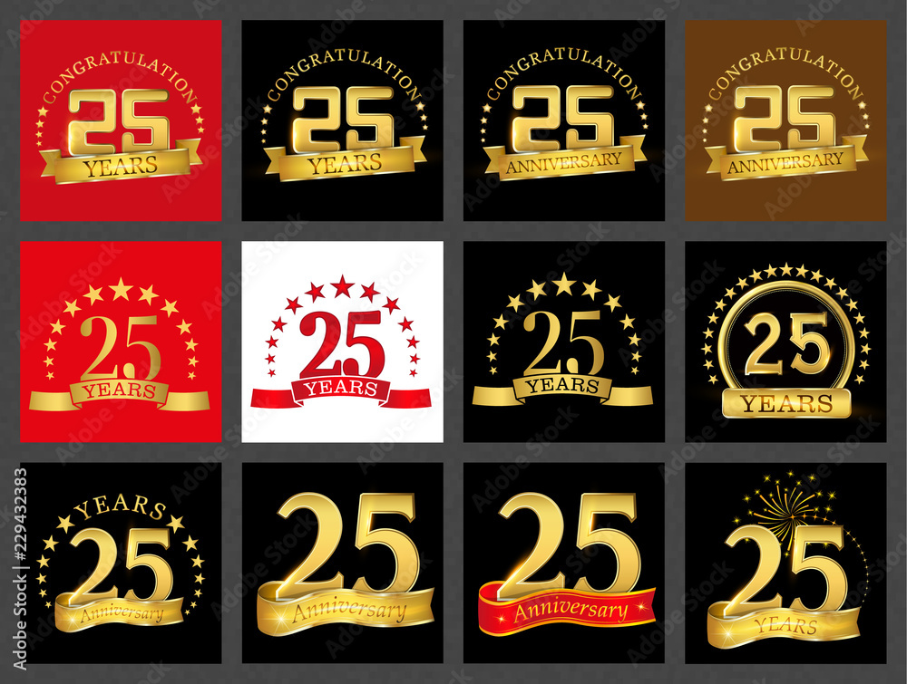 Set of number twenty-five (25 years) celebration design. Anniversary ...