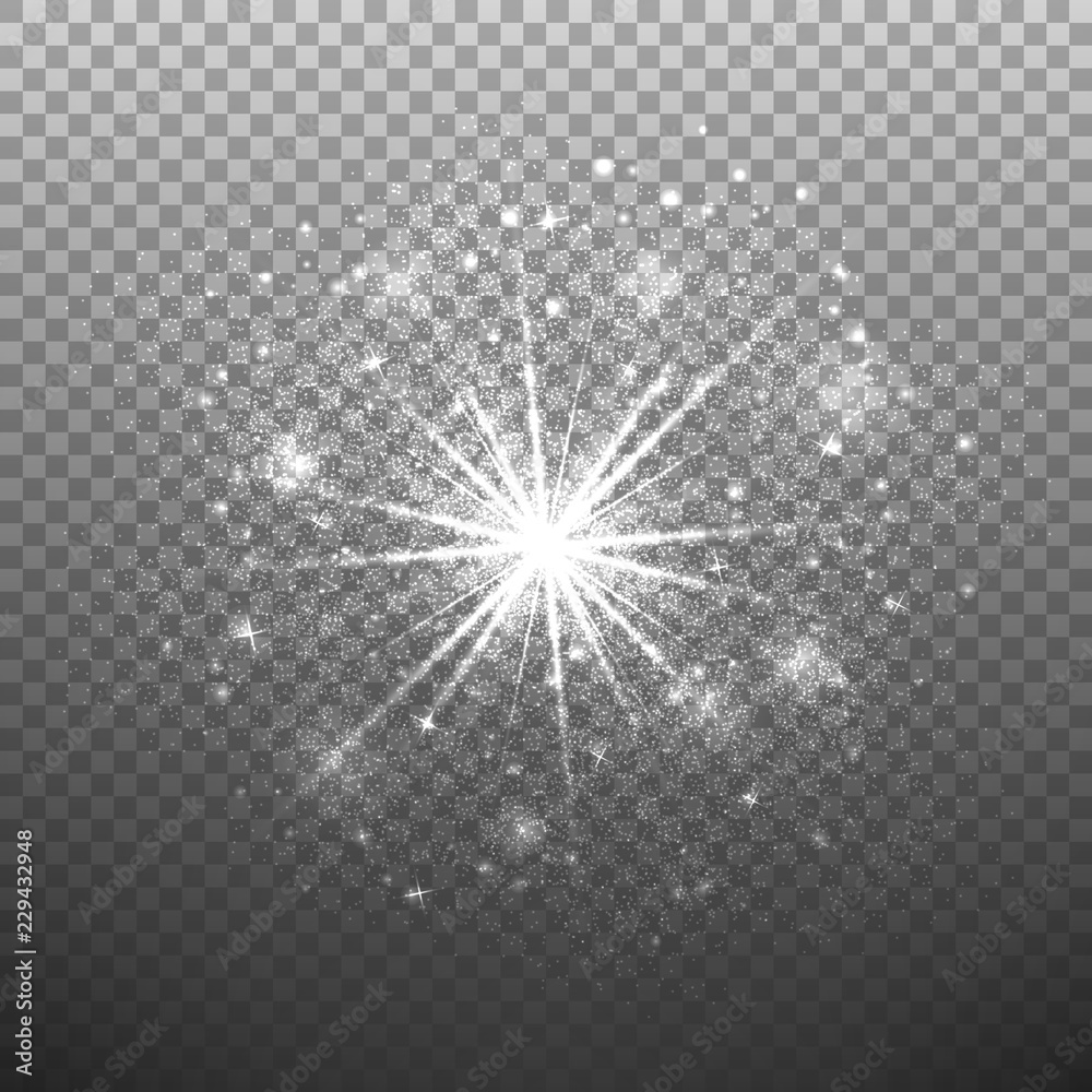 Glow light effect on transparent background. Vector illustration. Stock ...