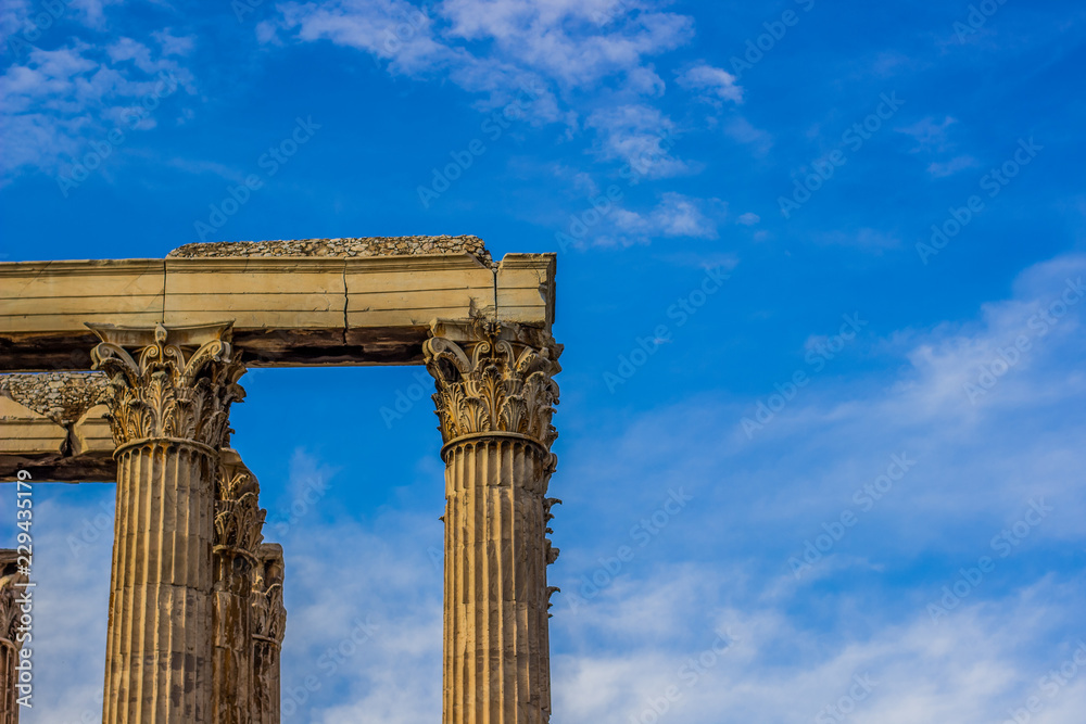 geometrical corner shape of ruins of temple of Zeus in ancient Greece ...