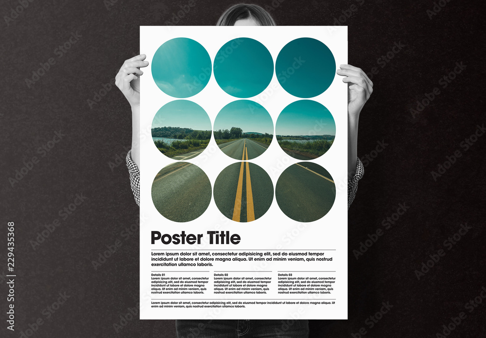 Poster Layout with Photo Mask Elements Stock Template | Adobe Stock